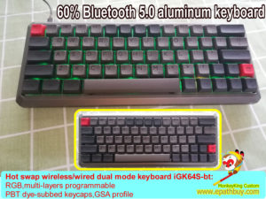 64 keys portable bluetooth 5.1 aluminum keyboard iGK64xs-bt(GK64xs ...