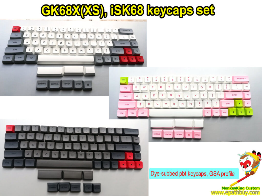 GK68XS keycaps set, GK68X keyboard keycaps set, PBT dye-subbed key caps
