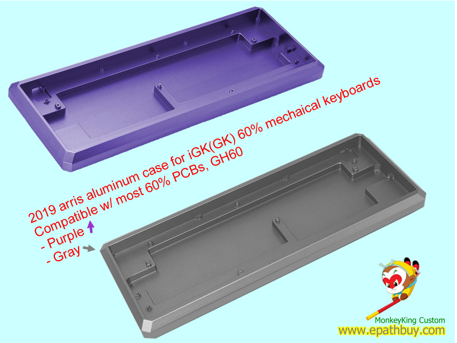 Custom aluminum keyboard case for iGK (GK) 60% mechaical keyboard, GH60