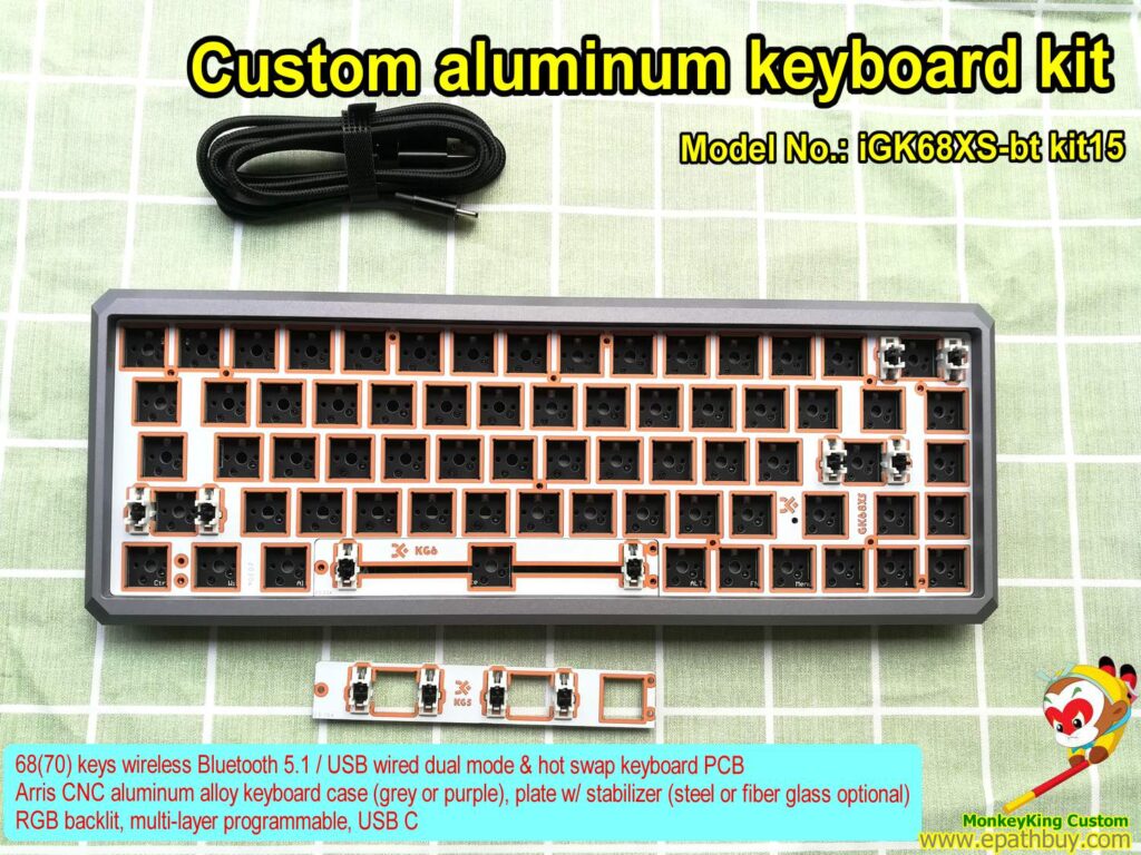 Bluetooth aluminum keyboard kit, wireless RGB aluminum mechanical ...