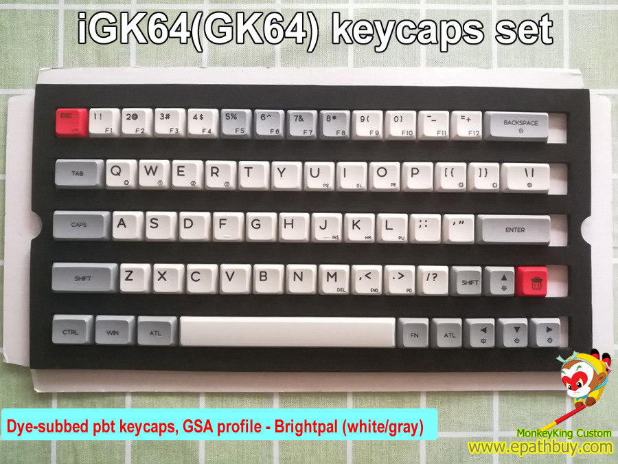 Custom iGK64(GK64) keycaps set: dye-subbed pbt keycaps, GSA profile ...