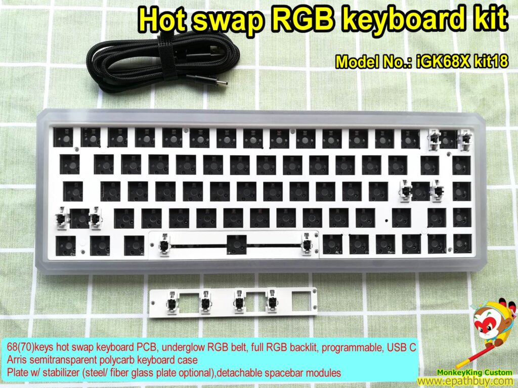 Custom RGB backlit keyboard kit, best 60% rgb mechanical keyboard kit