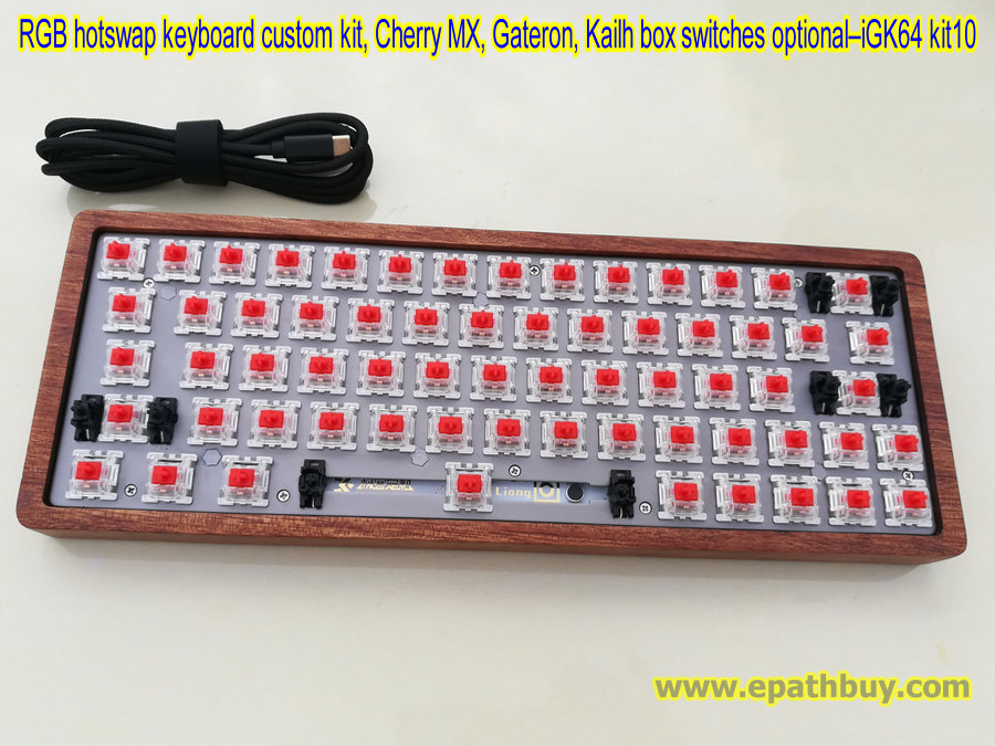 RGB Mechanical keyboard custom kit, wooden case, pre-plugged switches ...