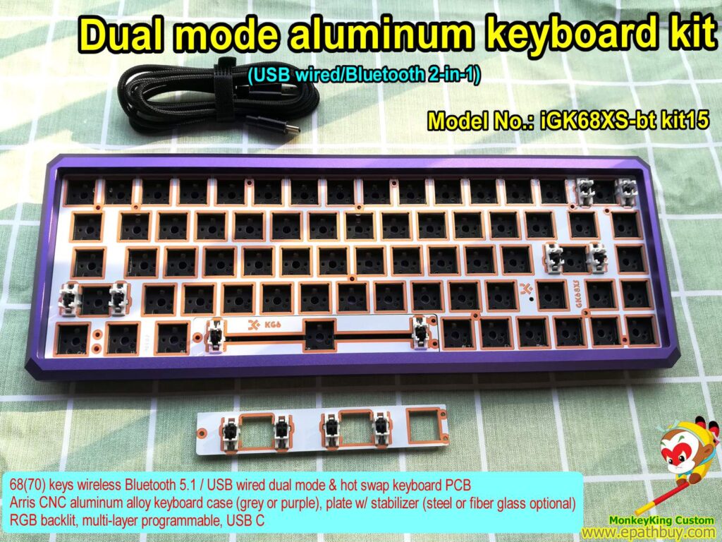 Bluetooth aluminum keyboard kit, wireless RGB aluminum mechanical ...