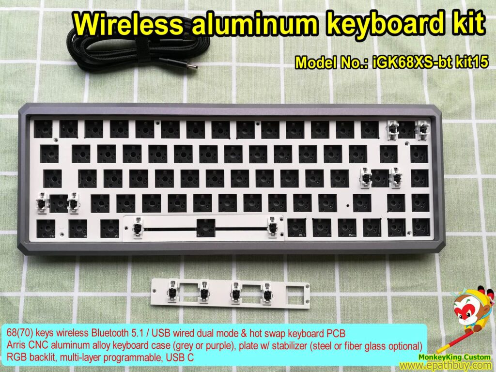 Bluetooth aluminum keyboard kit, wireless RGB aluminum mechanical ...